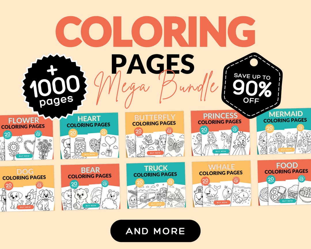 1000 Printable Coloring Pages for Kids – Mega Bundle PDF – Educational ...