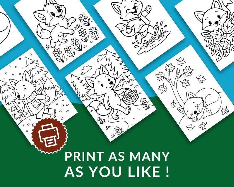 Fox Coloring Pages for Kids – 20 Cute Printable PDF Sheets – Woodland ...