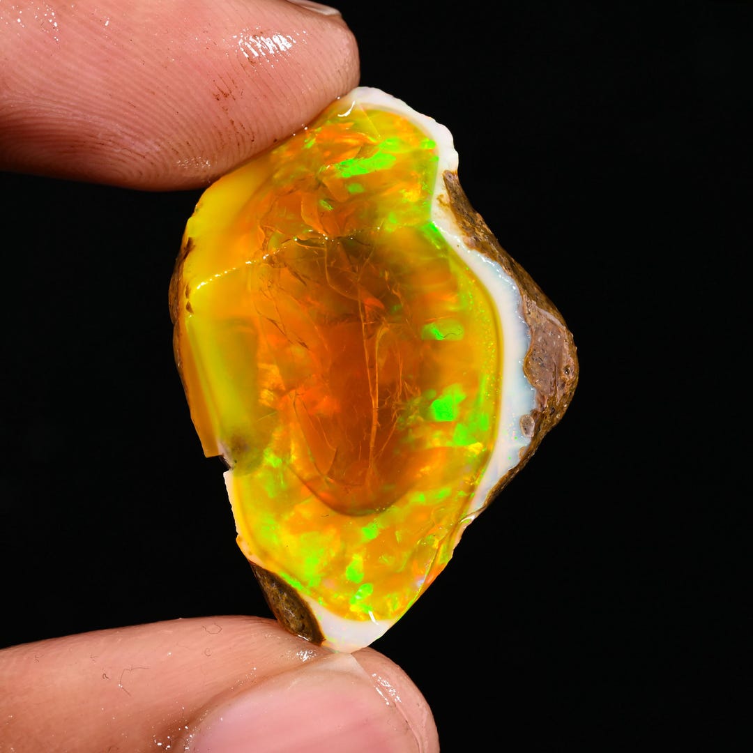 Welo Ethiopian 49.60 CT Oil Rough: Natural Fire Opal Gemstone for ...