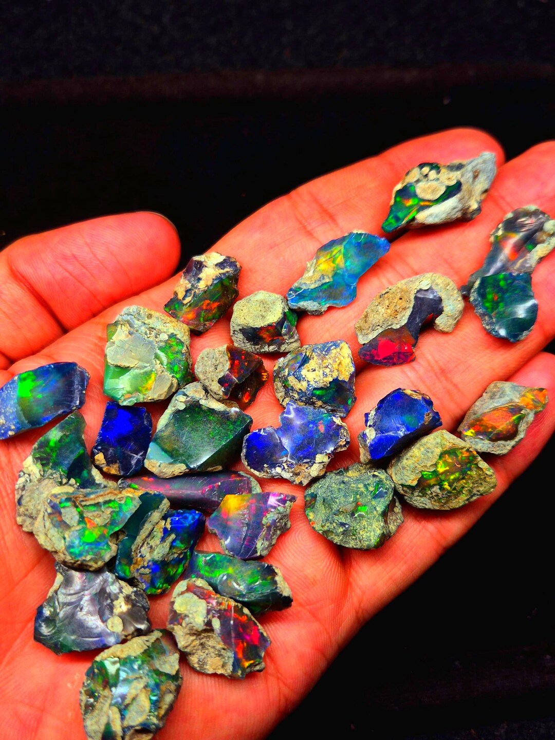 Ethiopian Black Opal Rough Lot, Welo Opal Gemstone for Jewelry Making ...