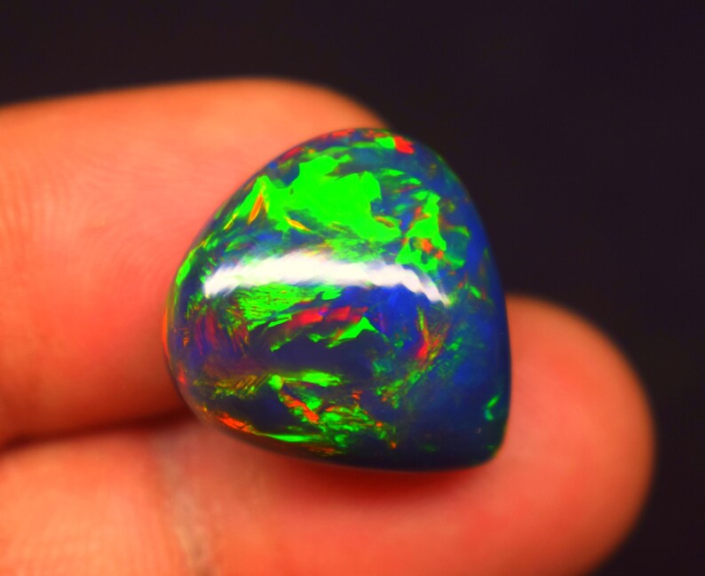 Ethiopian Fire Black Opal Cabochon 10.3 Ct | Natural Loose Opal ...