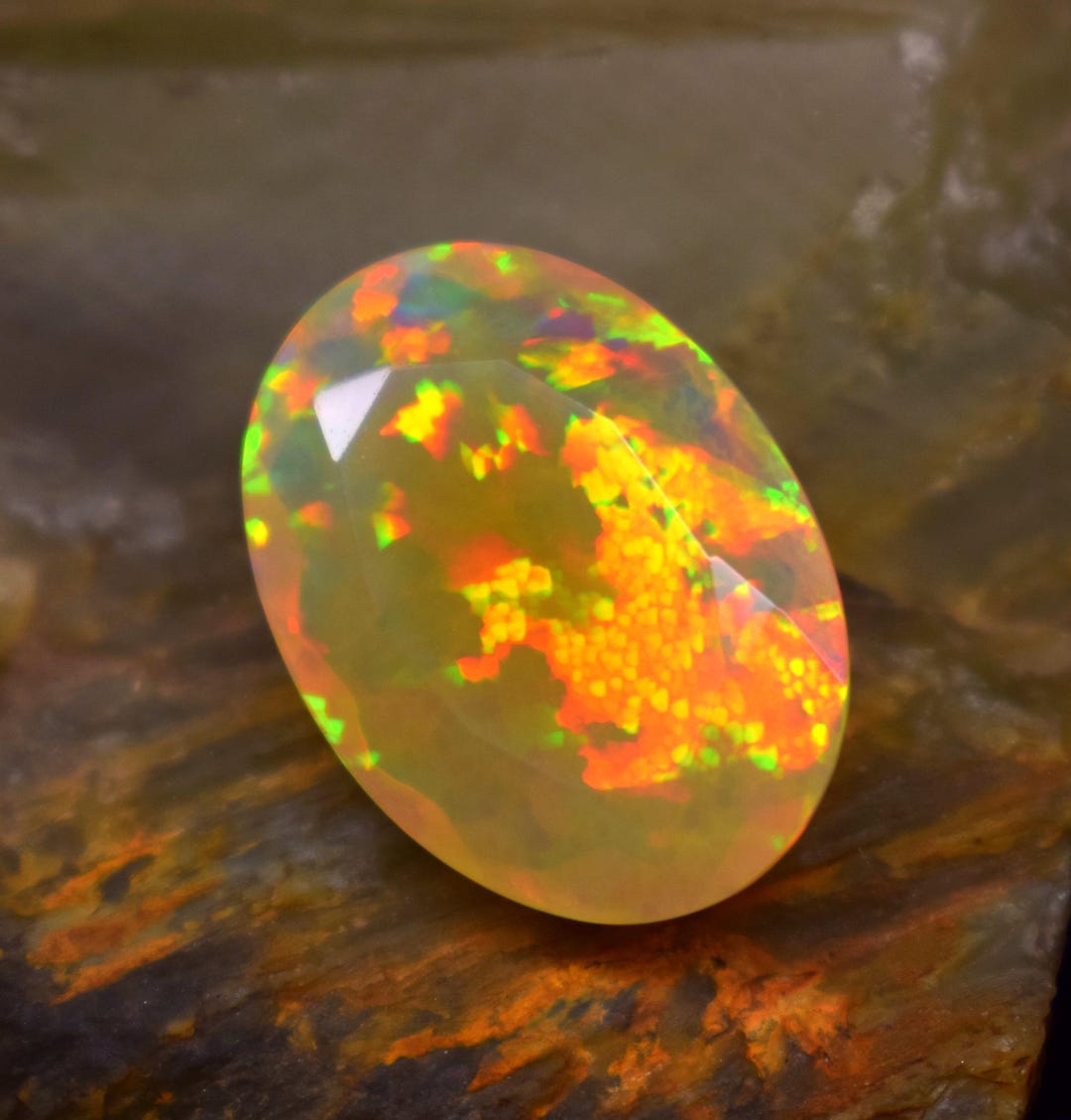 Rare Opal ++fire Ethiopian 6.70 Crt, Natural Loose Faceted Opal ...