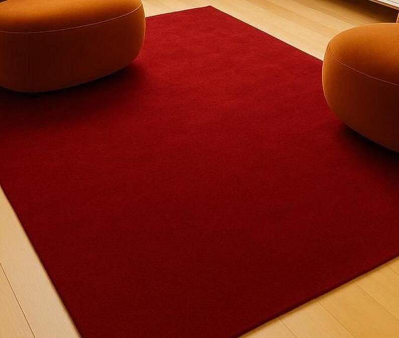 Hand-tufted Irregular Wool Rug, Modern Solid Red Colour Tone, Medium ...