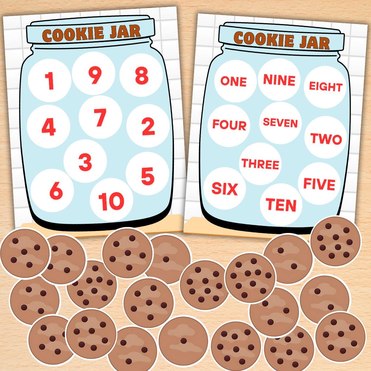 Cookie Counting Activity Matching Numbers 1-10 Homeschool Learning ...