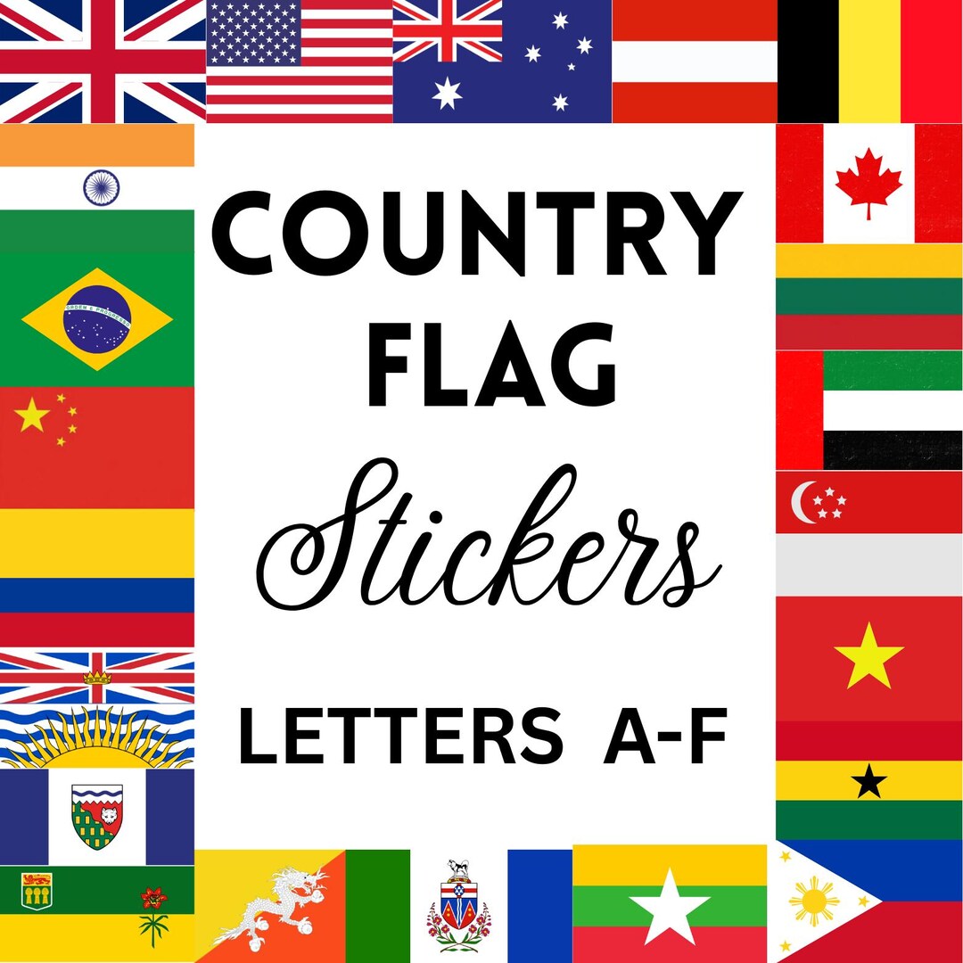 Flags of the World A-F Vinyl Stickers | Waterproof Country Flag Sticker ...
