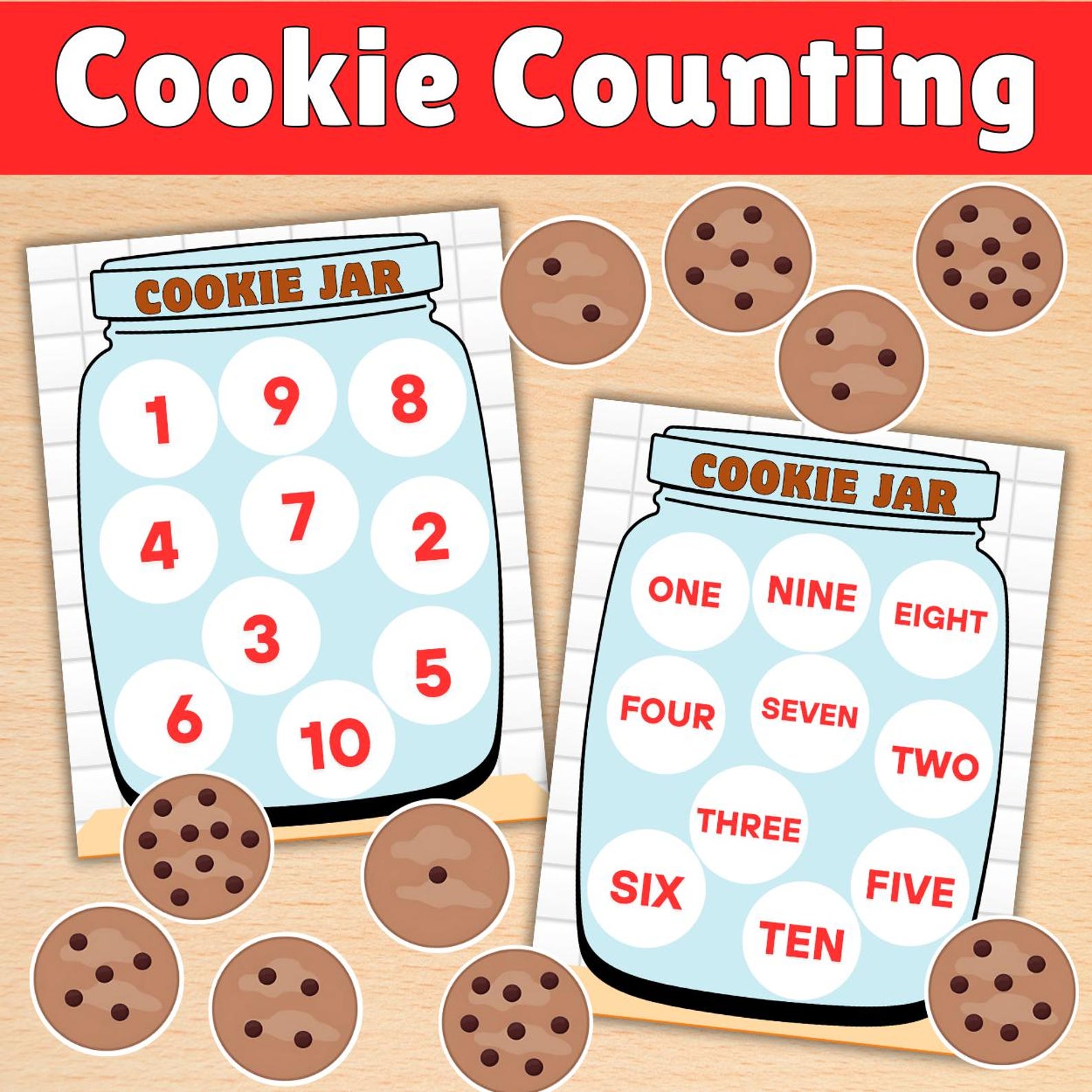 Cookie Counting Activity Matching Numbers 1-10 Homeschool Learning ...