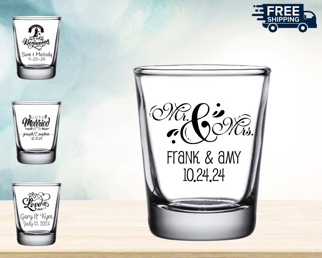 Personalized Custom Shot Glass Wedding Favor - 1.5oz Shot Glass ...