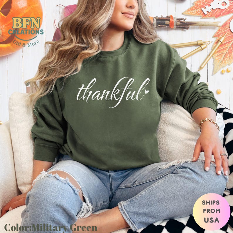 Thankful Sweatshirt, Thanksgiving Gift - Etsy
