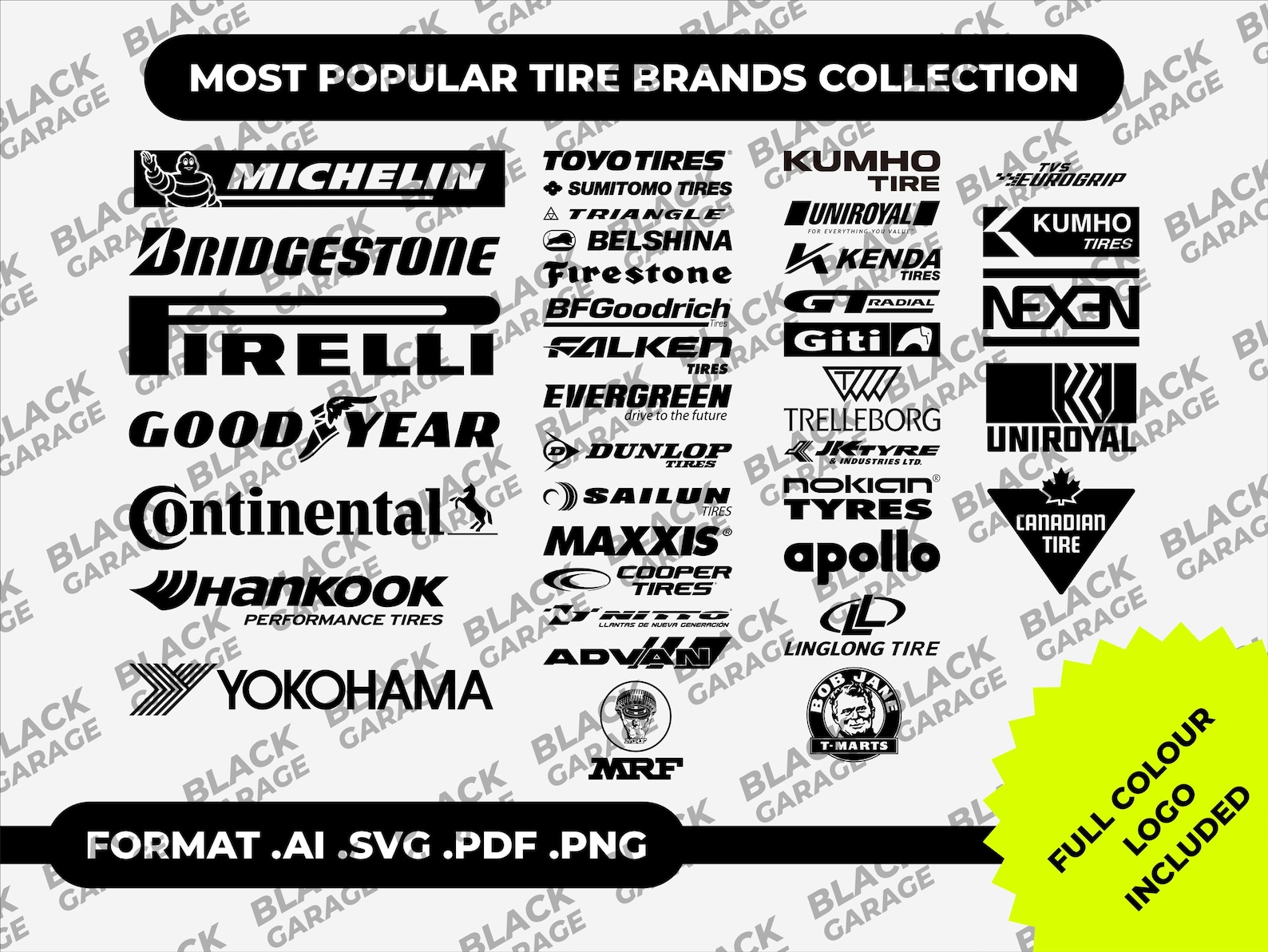 Most Popular Car Tire Brand Vector Logos Bundle Collections – SVG / PNG ...