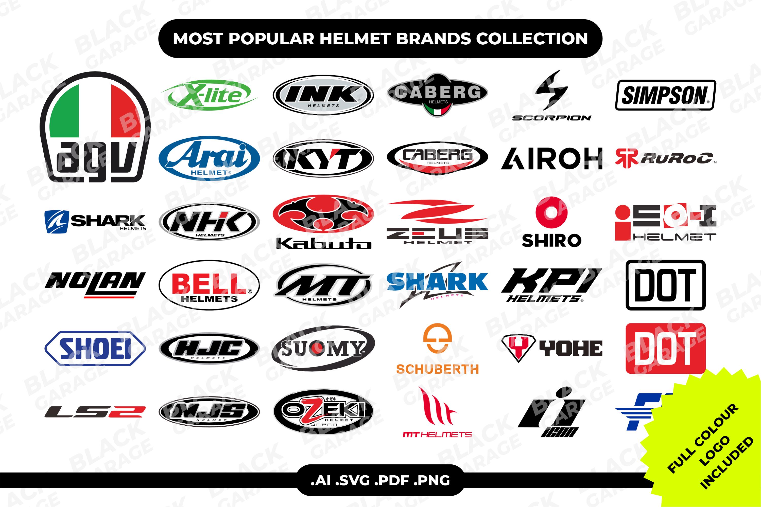 Motorcycle Helmet Brand Logos Bundle | Racing Decal Vector (SVG, PNG ...
