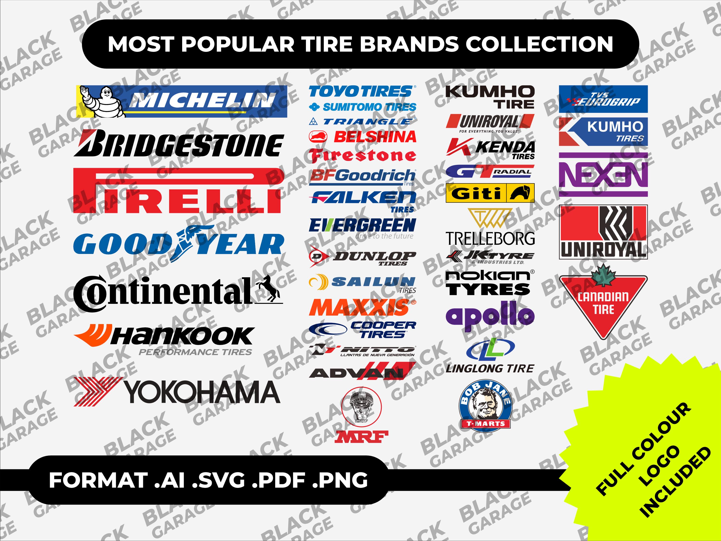 Most Popular Car Tire Brand Vector Logos Bundle Collections – SVG / PNG ...