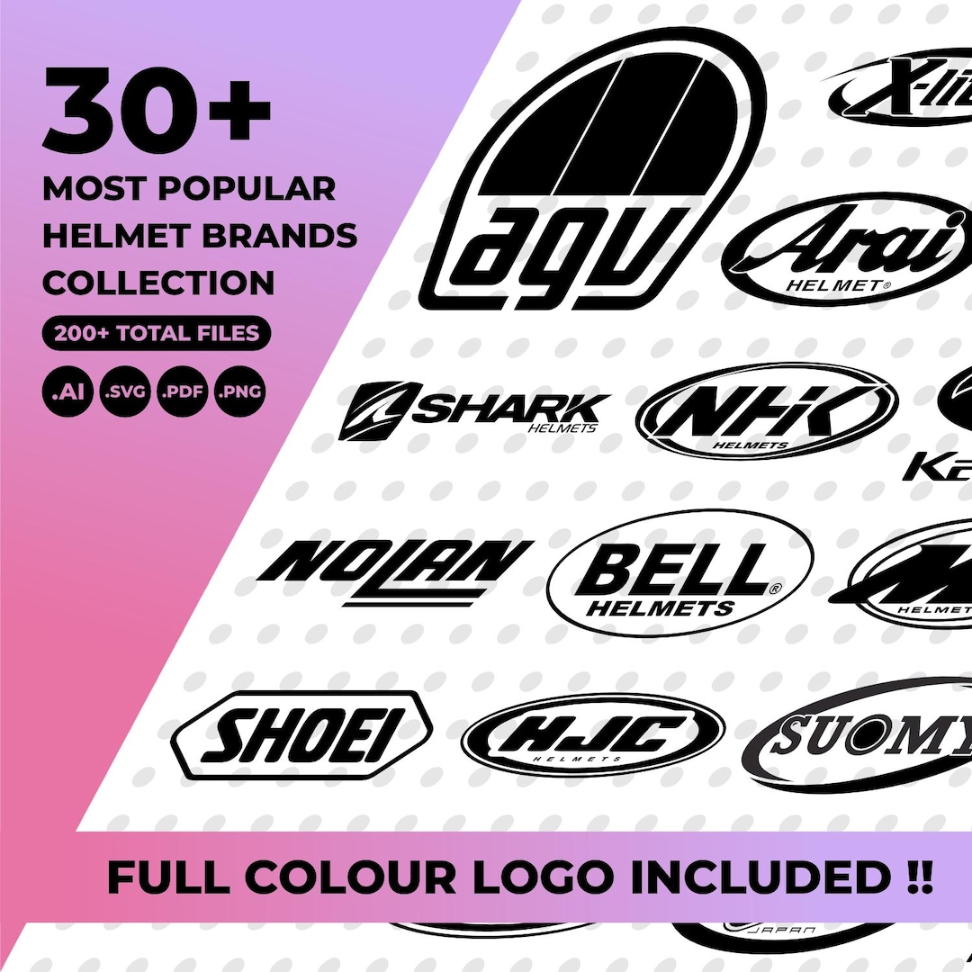 Motorcycle Helmet Brand Logos Bundle | Racing Decal Vector (SVG, PNG ...