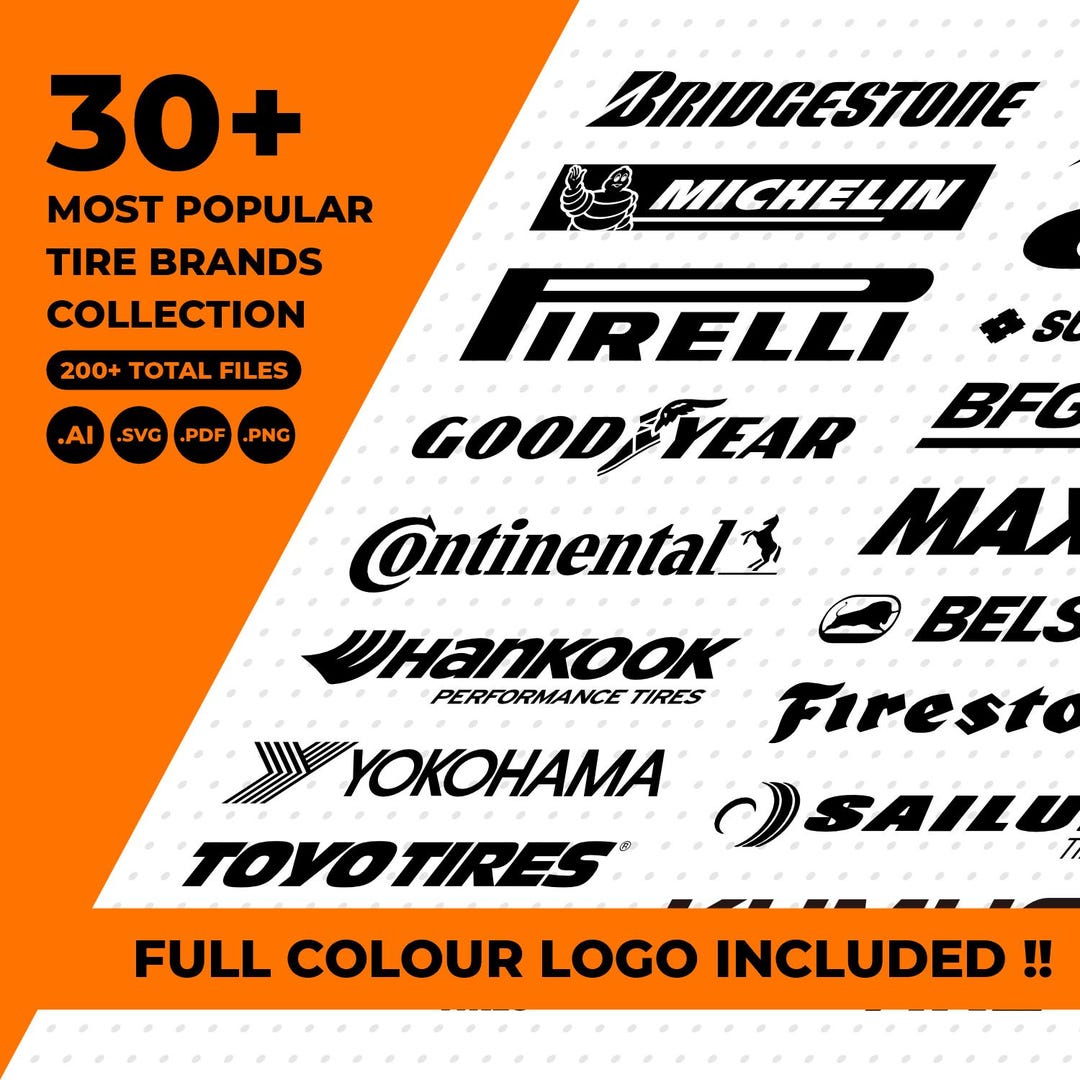 Most Popular Car Tire Brand Vector Logos Bundle Collections – SVG / PNG ...