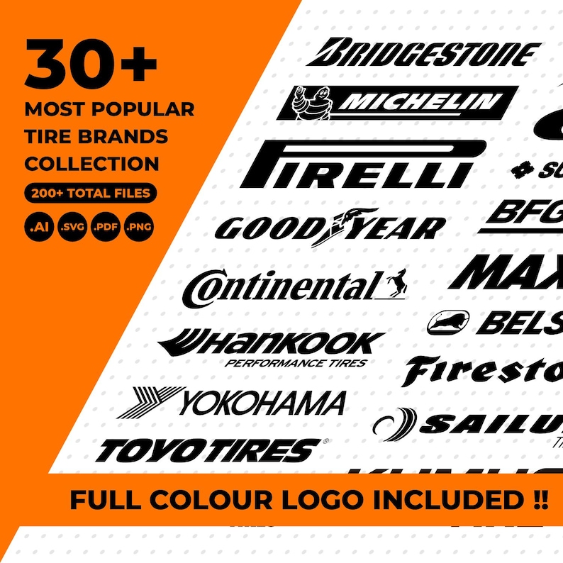 Most Popular Car Tire Brand Vector Logos Bundle Collections – SVG / PNG ...