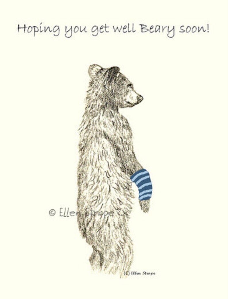 CARDS Get Well Note Card Bear Bear Decor Get Well Cards - Etsy