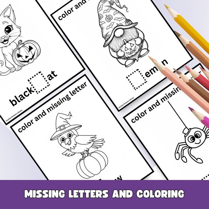 Halloween Spelling Worksheet | Missing Letter Printable & Coloring ...