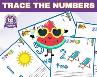 Summer Number Tracing Worksheets 1-10: Preschool Math (digital Download ...
