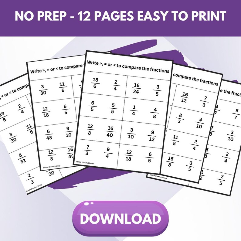 Fraction Worksheets Printable, Comparing Fractions Math Practice ...