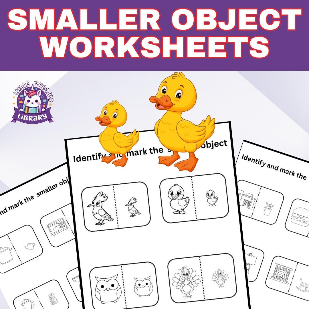 Smaller Object Worksheets | Size Comparison Practice | Printable for ...