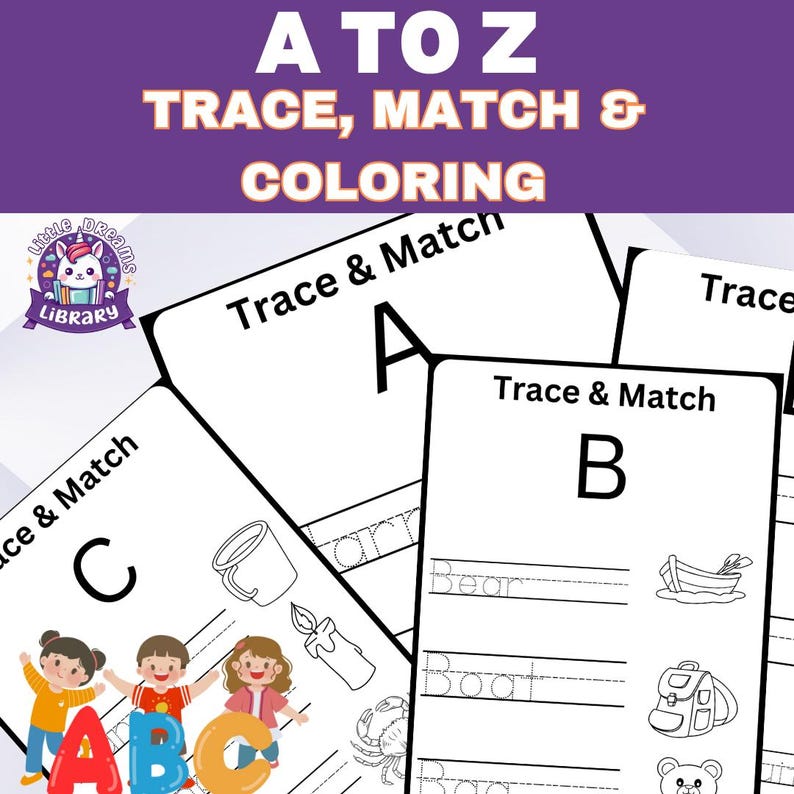 Alphabet Worksheets A-Z, Letter Tracing and Matching Printable ...