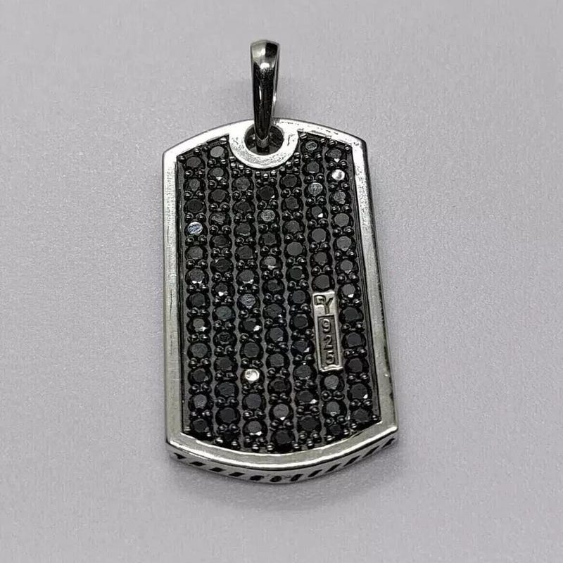 Lab Diamond Dog Tag Charm - Etsy