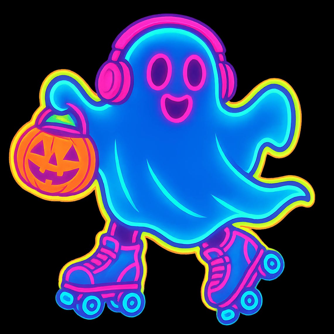 Neon Ghost Roller Skate Png, Y2K Png, 90's Retro Skater Ghost ...