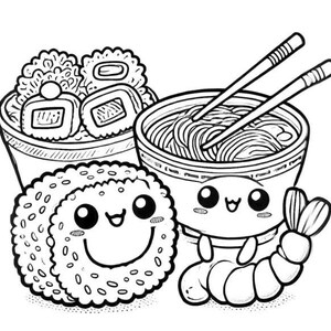 Coloring Kawaii Sushi so Cute - Etsy
