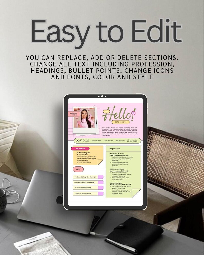 Soft Modern CV Template | Clean Canva Resume (digital Download) - Etsy