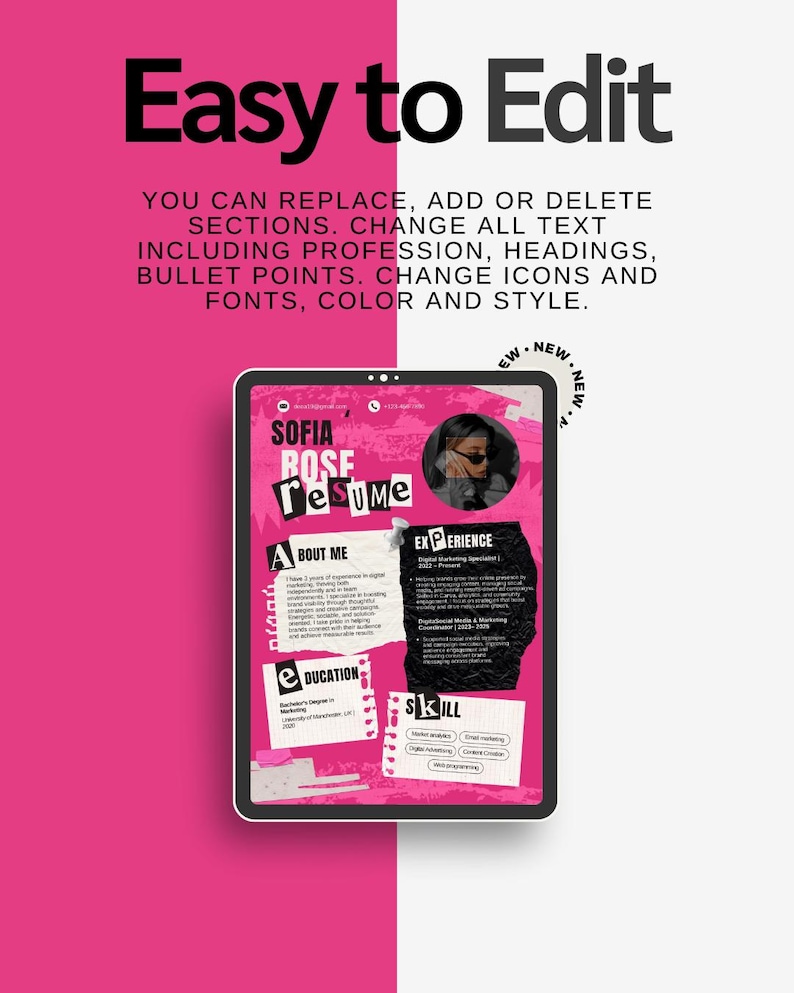 Creative Resume Template | Canva CV Template | Easy to Customize ...