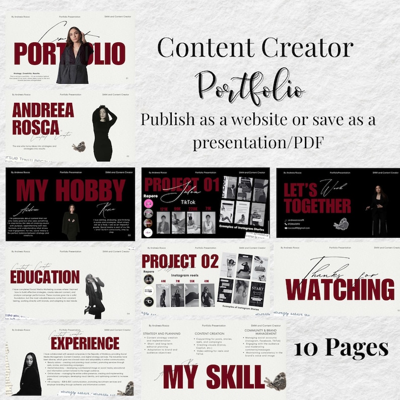 Editable Content Creator Portfolio Template: Customizable Canva Design ...