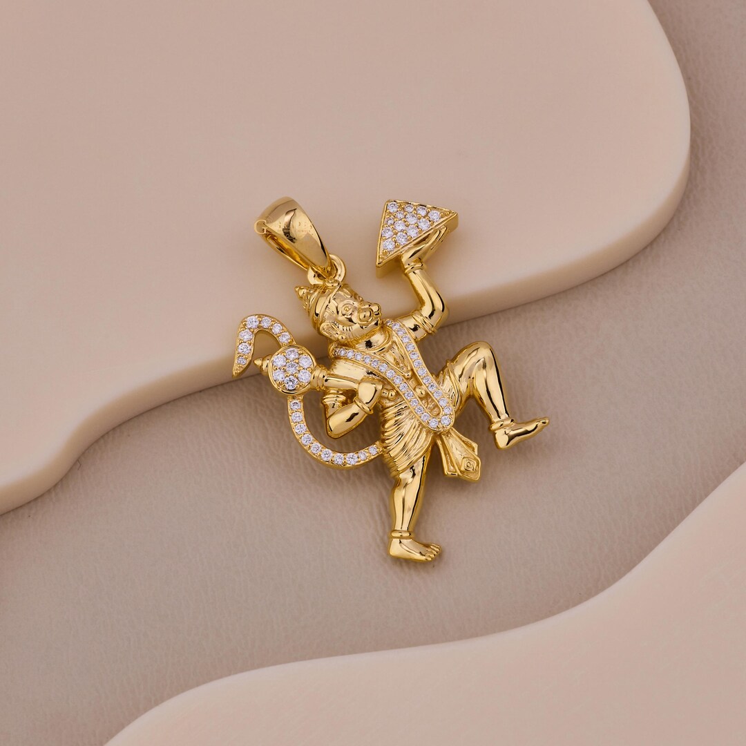 Lord Hanuman Diamond Pendant, Lab Grown Diamonds, Hindu God Jewelry in ...