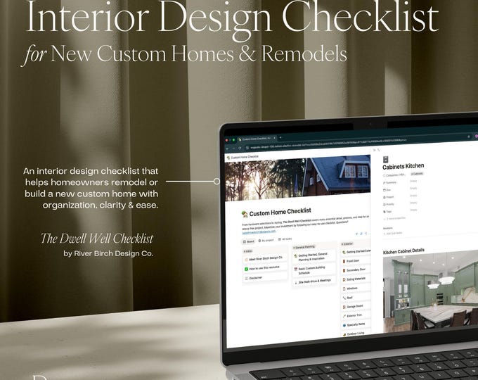 Interior Design Checklist for New Construction & Remodels | Editable ...