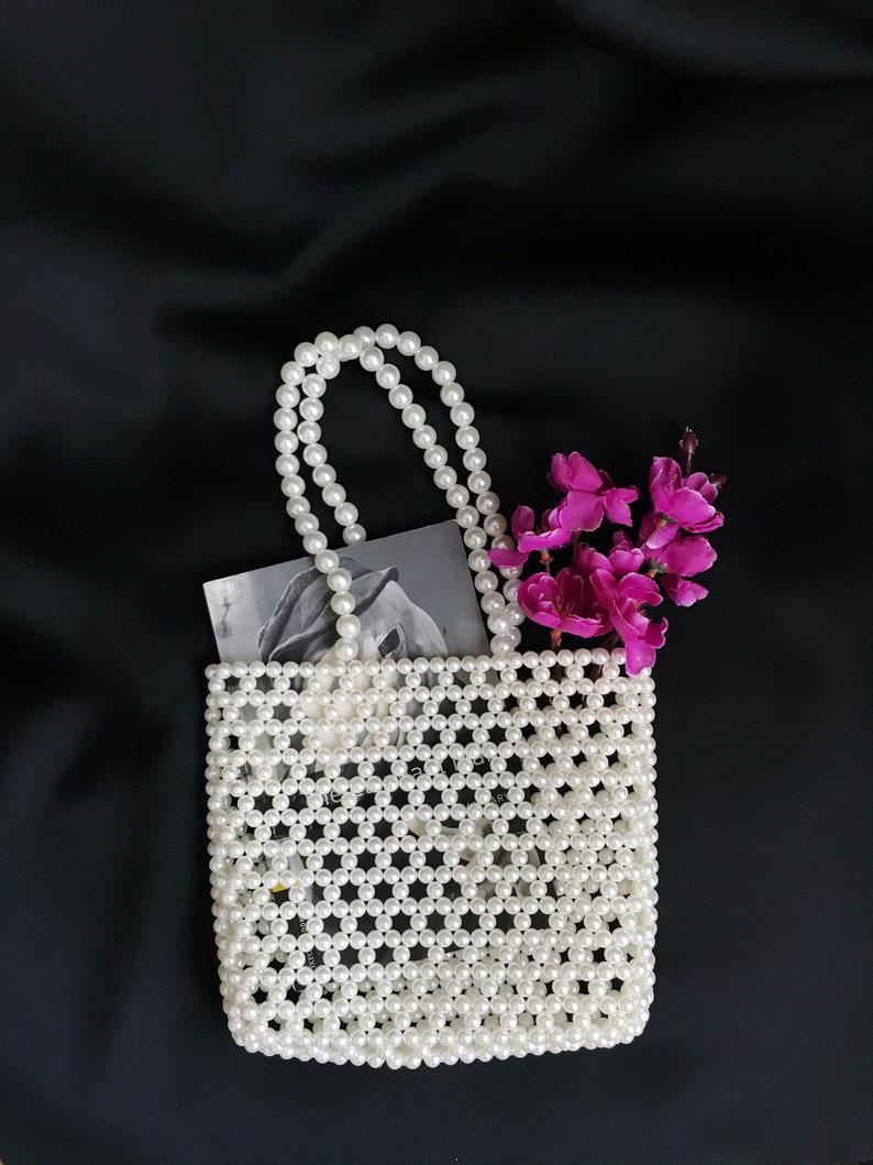 White Beaded Pearl Bag – Handmade Designer Handbag – Fashion Statement ...