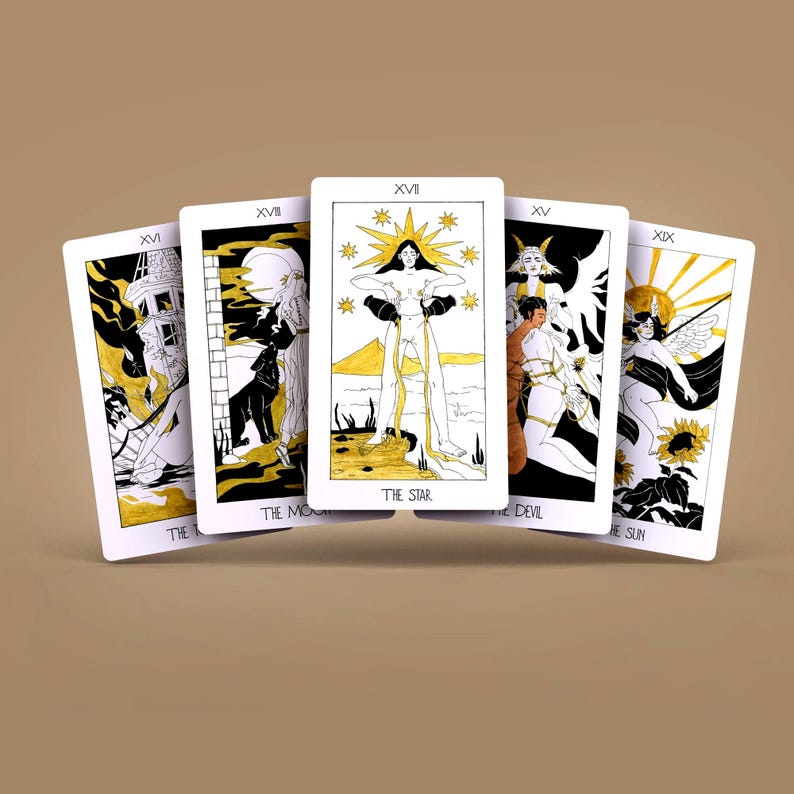 Tarot of Golden Path – Modern Illustrated Tarot Deck | 78+2 Extra Cards ...