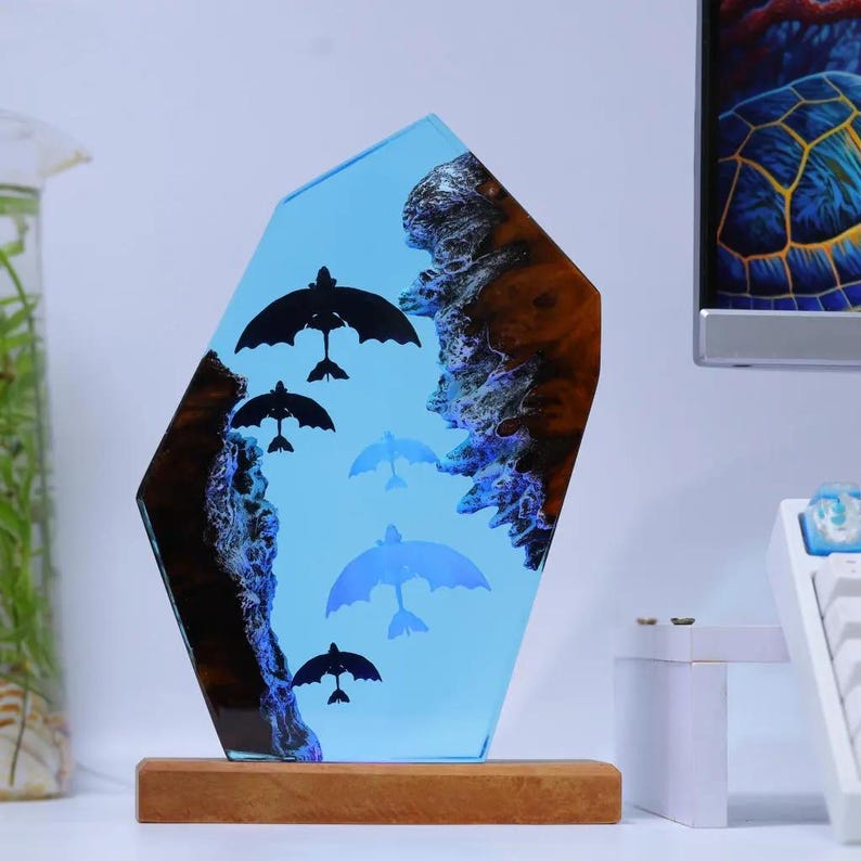 Toothless Night Lights, Toothless and Light Fury Epoxy Lamp Table Lamp ...