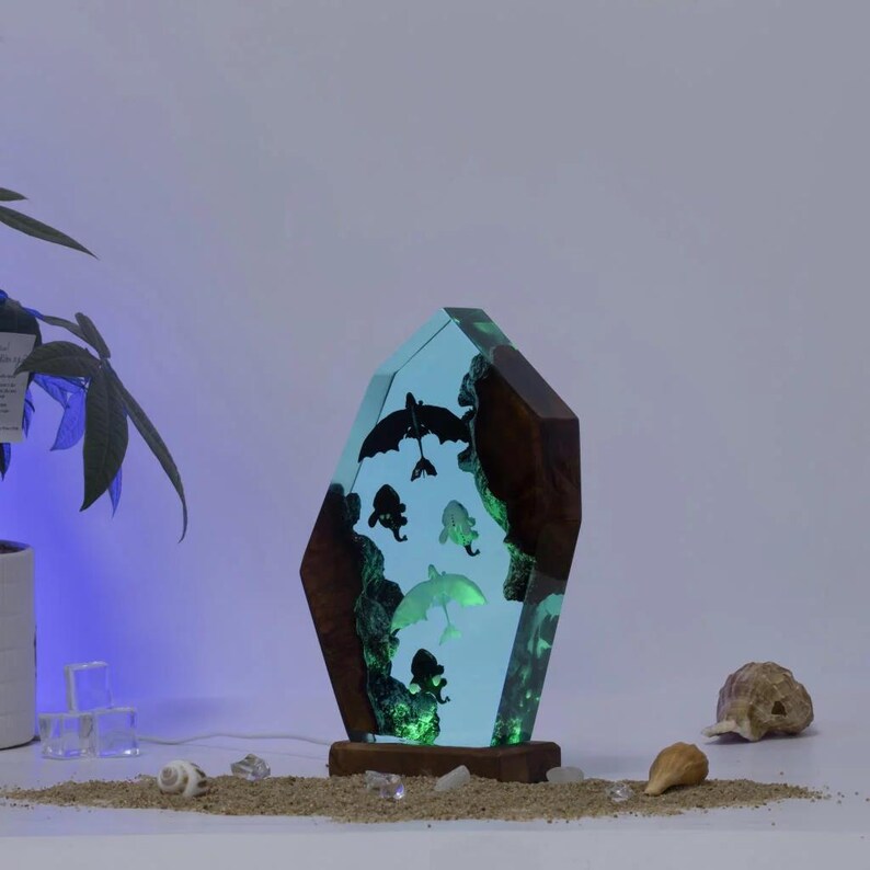 Toothless Night Lights, Toothless and Light Fury Epoxy Lamp Table Lamp ...