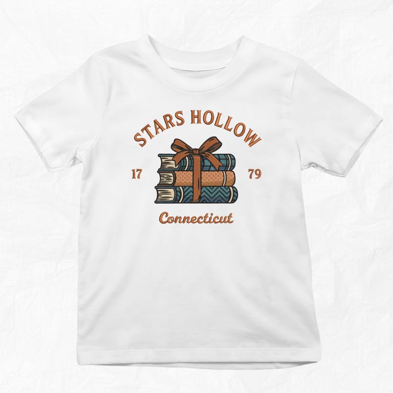 Stars Hollow Book Stack Embroidery Design, Gilmore Girl Machine ...