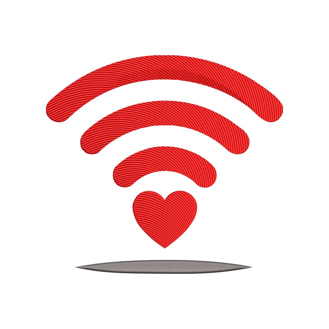 Love Wifi Heart Signal Embroidery Design, Valentine Connection Symbol ...