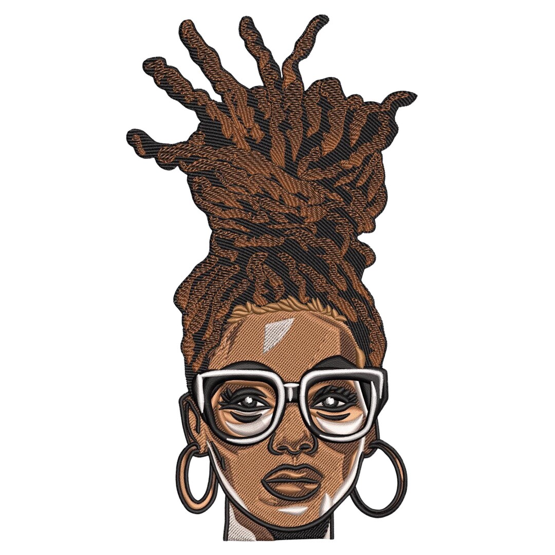 Afro Women Hair Embroidery Design, Afro Messy Bun Machine Embroidery ...
