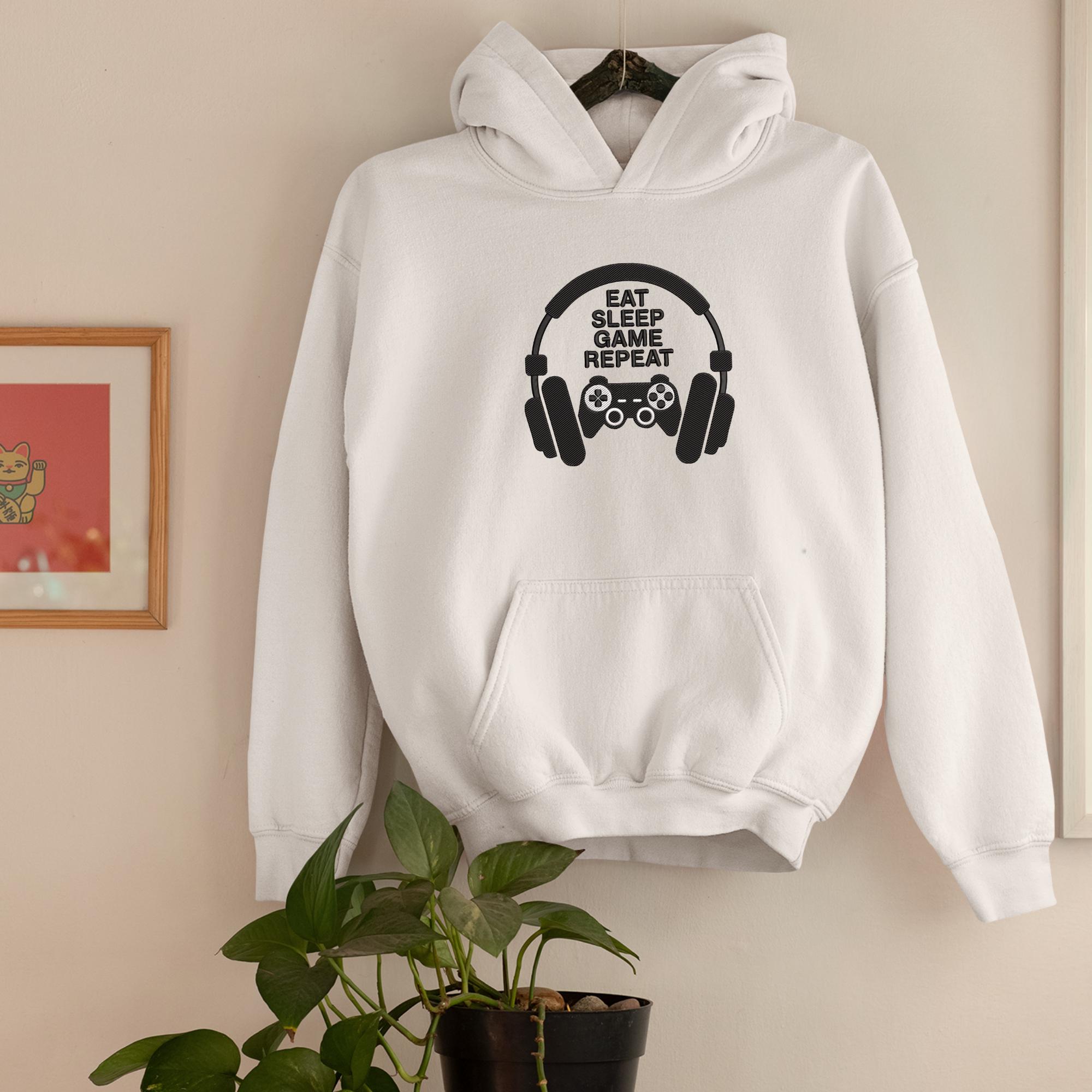 Eat Sleep Game Repeat Embroidery Design, Headset Controller Machine ...
