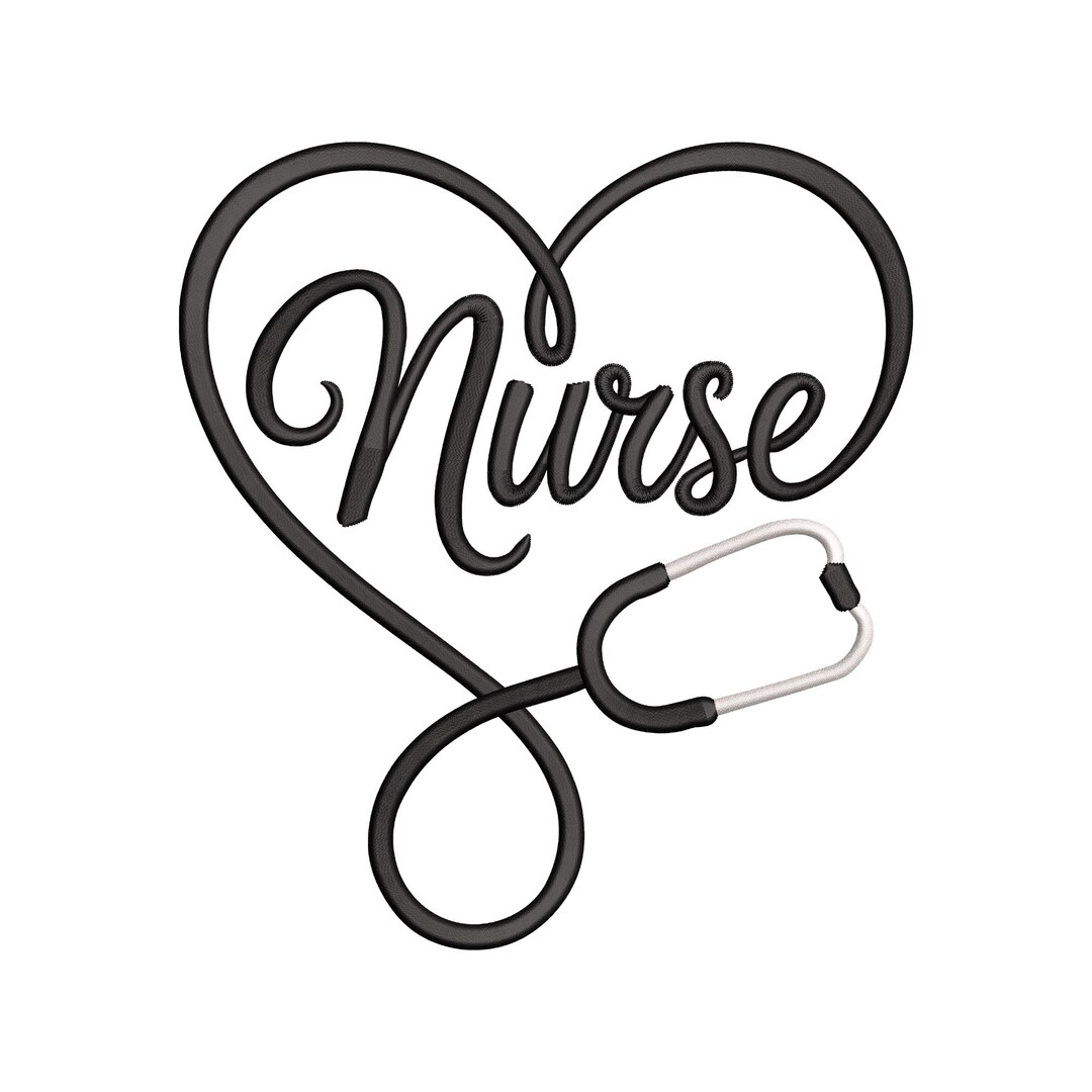 Nurse Heart Stethoscope Embroidery Design, Medical Tools Love ...