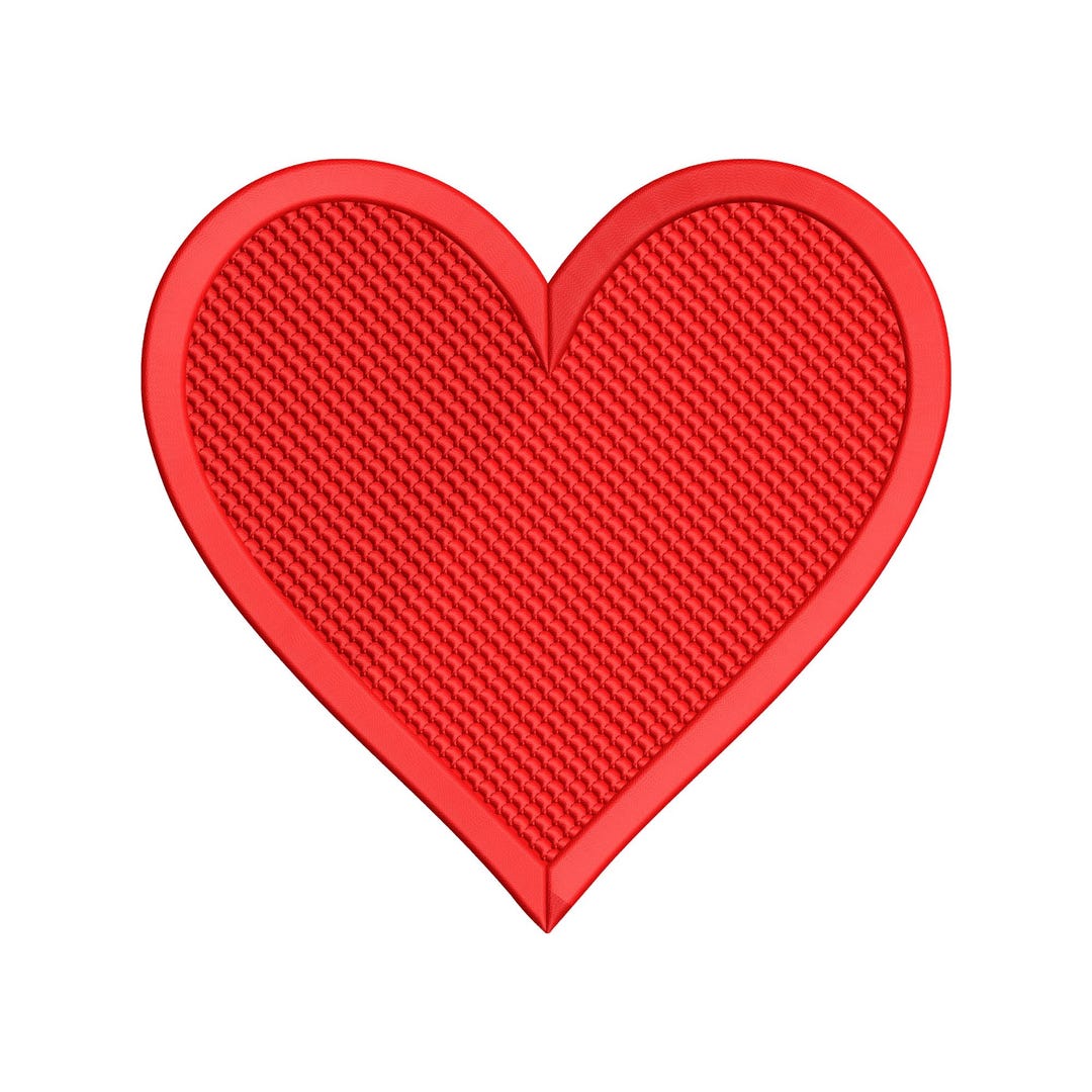 Solid Red Heart Embroidery Design, Classic Hearts Shape Machine ...
