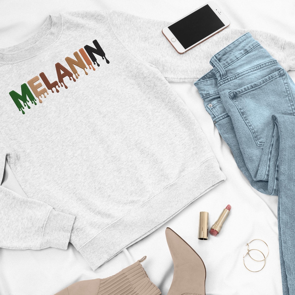 Melanin Drip Text Embroidery Design, Bold Afro Pride Lettering Machine ...