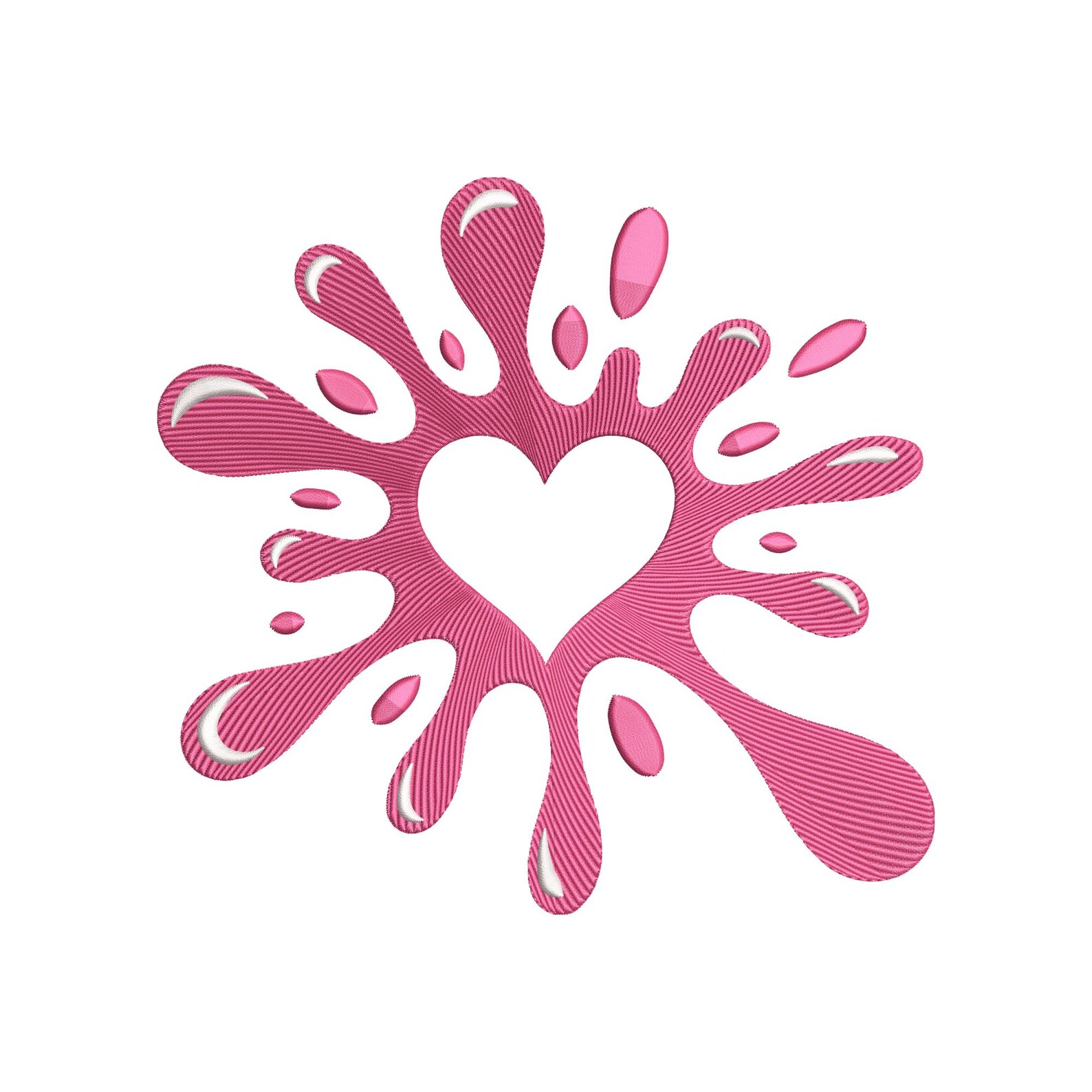 Pink Heart Splash Embroidery Design, Valentine Love Machine Embroidery ...