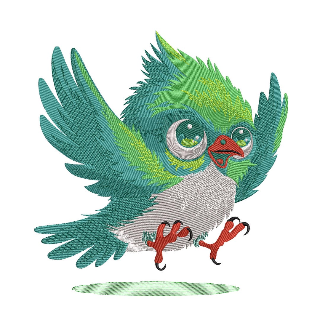 Cute Green Baby Bird Embroidery Design, Magpie Machine Embroidery ...
