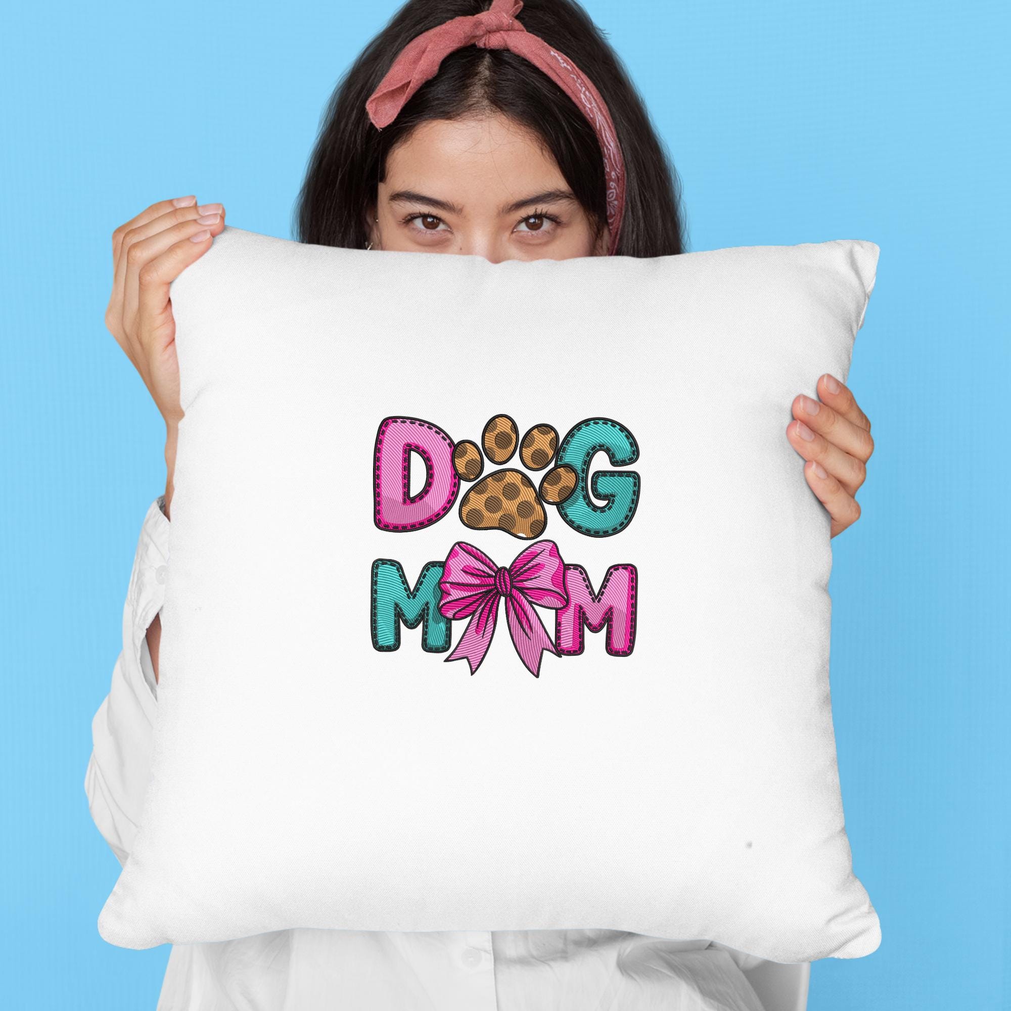 Dog Mom Embroidery Design, Paw Print With Bow Machine Embroidery ...