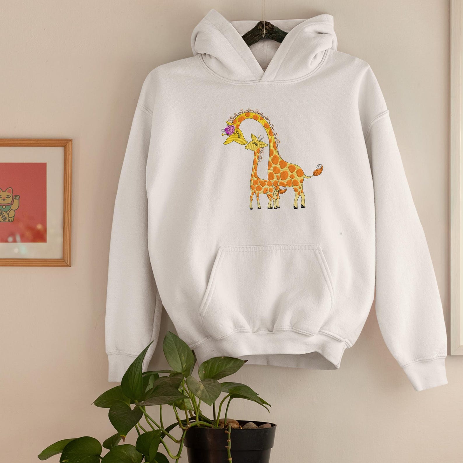 Mother and Baby Giraffe Embroidery Design, Animal Family Pattern ...