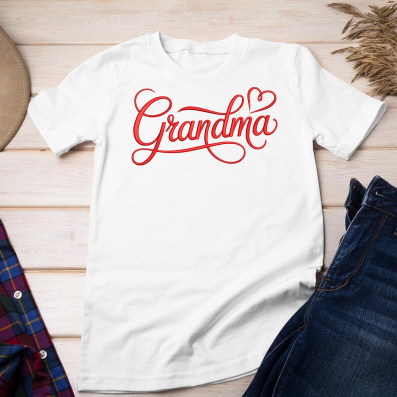 Grandma Script Embroidery Design, Cursive Word Art Machine Embroidery ...