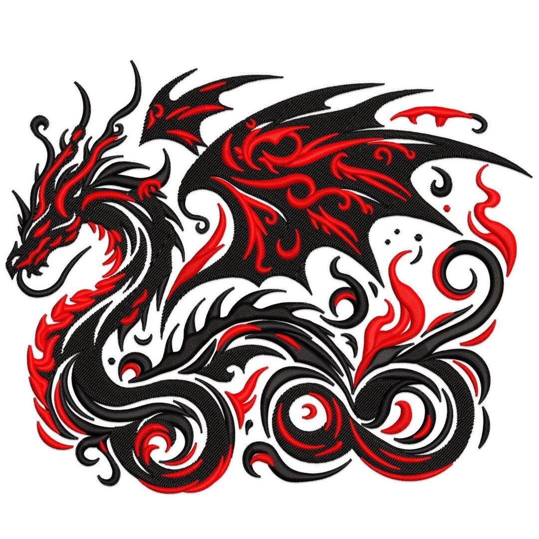 Dragon Embroidery Design, Fantasy Dragon Machine Embroidery, Majestic ...
