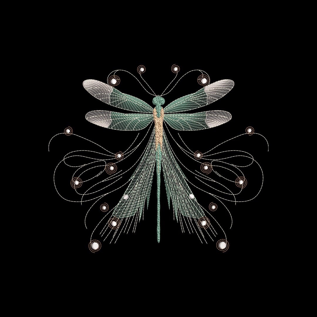 Elegant Dragonfly Embroidery Design, Decorative Wings Machine ...